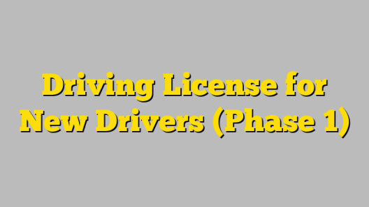 Driving License for New Drivers (Phase 1) – I'm OOK